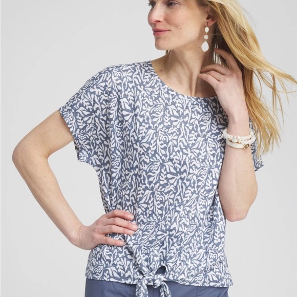 Chico's | Tops | Nwt Chicos Linen Reef Tie Front Top Size 3 618 | Poshmark